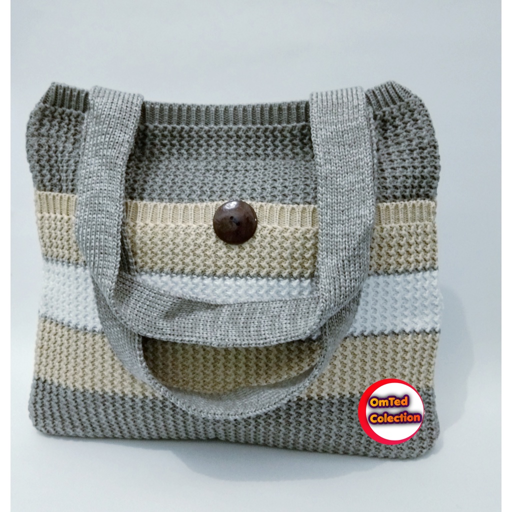 Jual Omtedcollection Tas rajut wanita selempang besar dua ruang premium ...