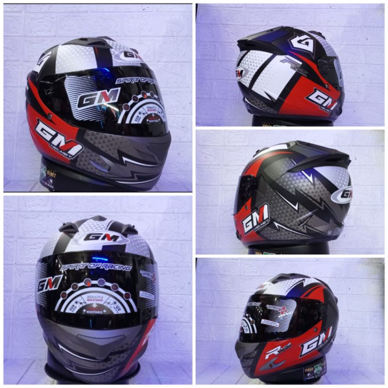 Jual HELM GM RACE PRO X RIDE BLACK RED DOFF ORIGINAL TERBARU SNI DOT ...