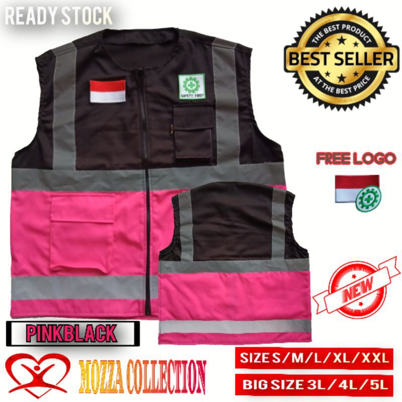 Jual ROMPI SAFETY KOMBINASI PINK HITAM ORIGINAL GRADE A FREE LOGO K3 ...
