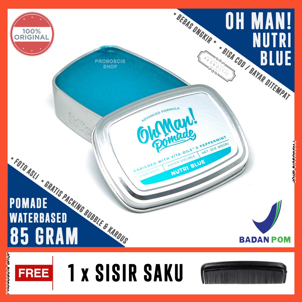 Jual Oh Man! Pomade Waterbased Nutri Blue 85 gram | Shopee Indonesia