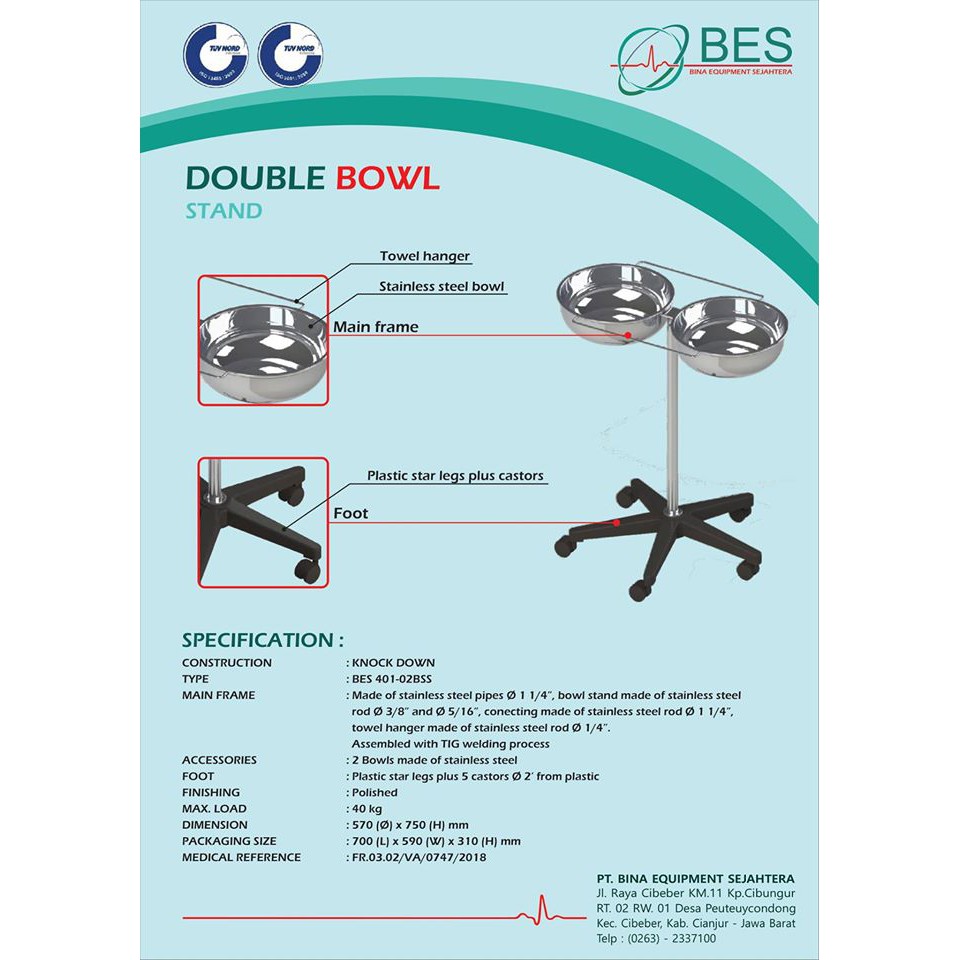 Jual BES MEDICAL DOUBLE BOWL STAND | Shopee Indonesia