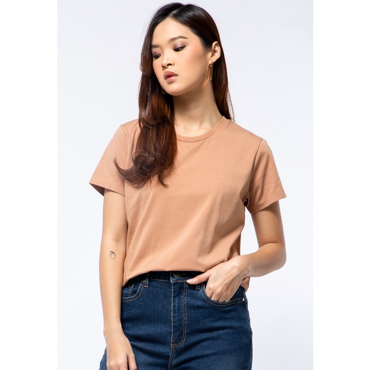 Jual Executive Basic Round Neck Cotton T-Shirt Tan | Shopee Indonesia