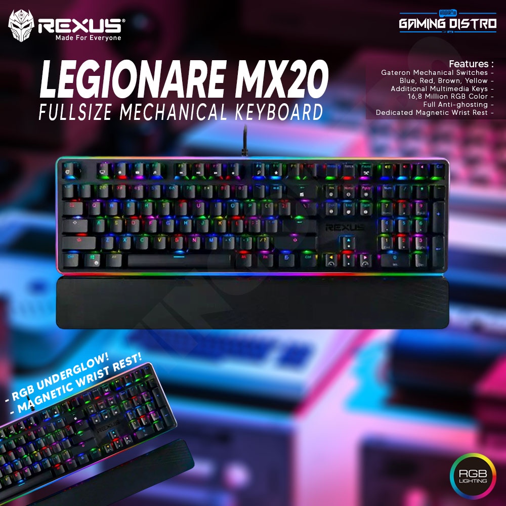 Jual Rexus Legionare MX20 RGB Fullsize Mechanical Keyboard | Shopee ...