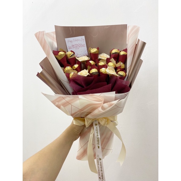 Jual Buket bunga cokelat Ferrero 15 pcs aneka warna / lebaran hadiah ...
