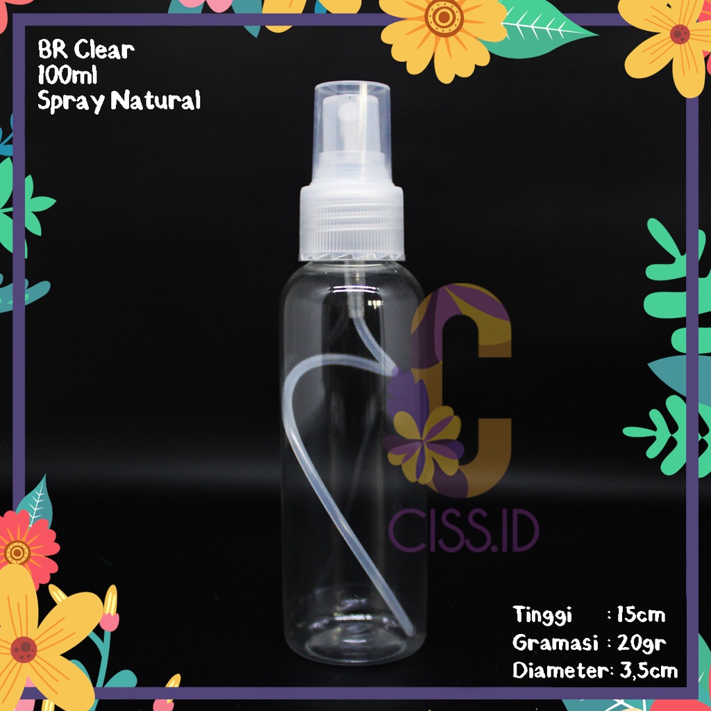 Jual BOTOL PLASTIK BR 100ML CLEAR TUTUP SPRAY NATURAL KEMASAN HAND ...