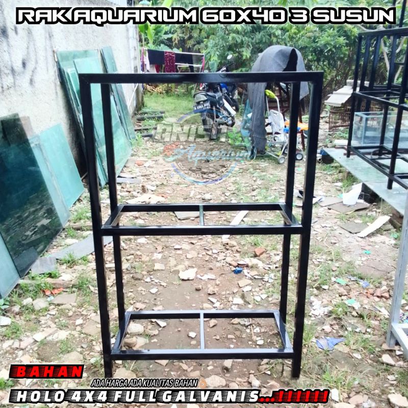 Jual RAK AQUARIUM 3 SUSUN 60X40 BAHAN HOLO 4X4 GALVANIS TEBAL | Shopee ...