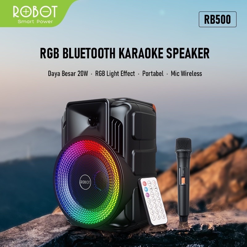 Jual ROBOT RB500 Speaker Bluetooth Karaoke 5.0 Audio Wireless Super ...