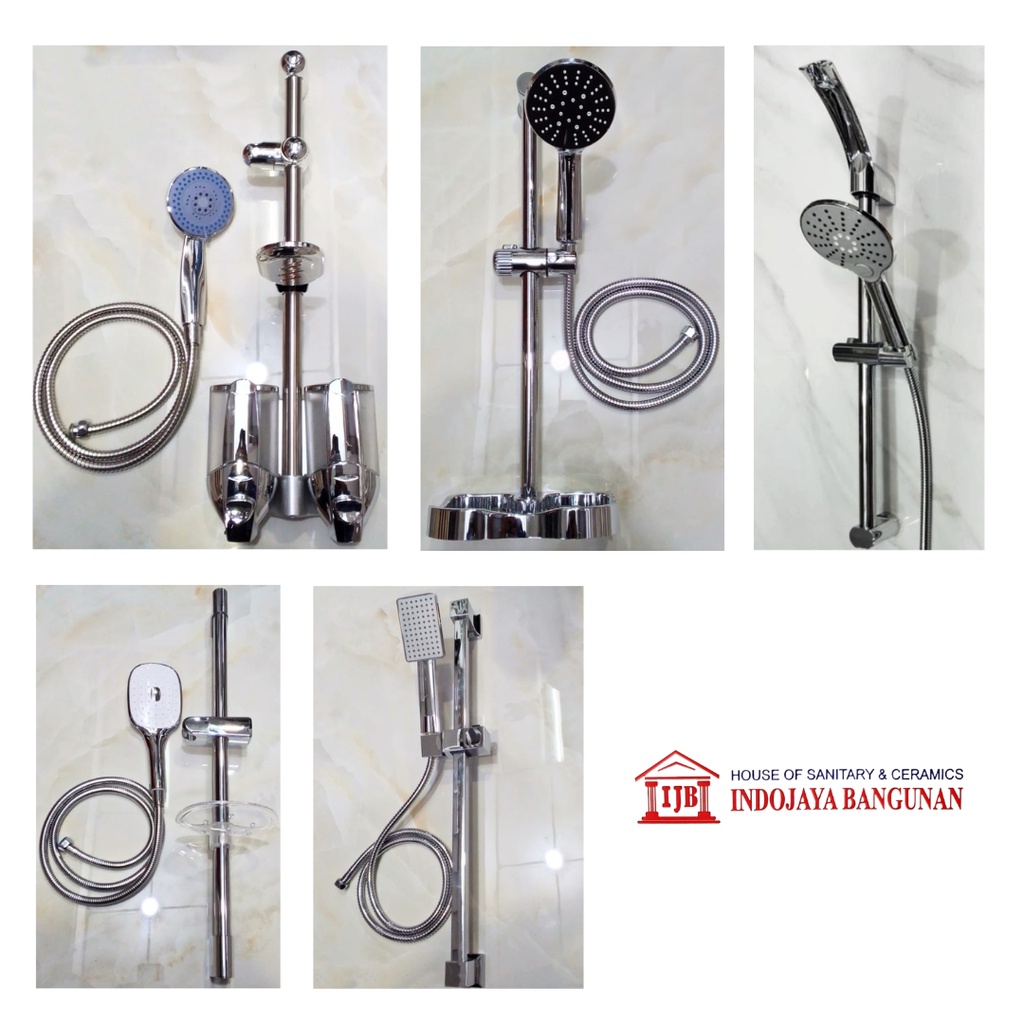 Jual Hand Shower Tiang Shower Mandi Tiang Shower Set Kotak Bulat Chrome ...