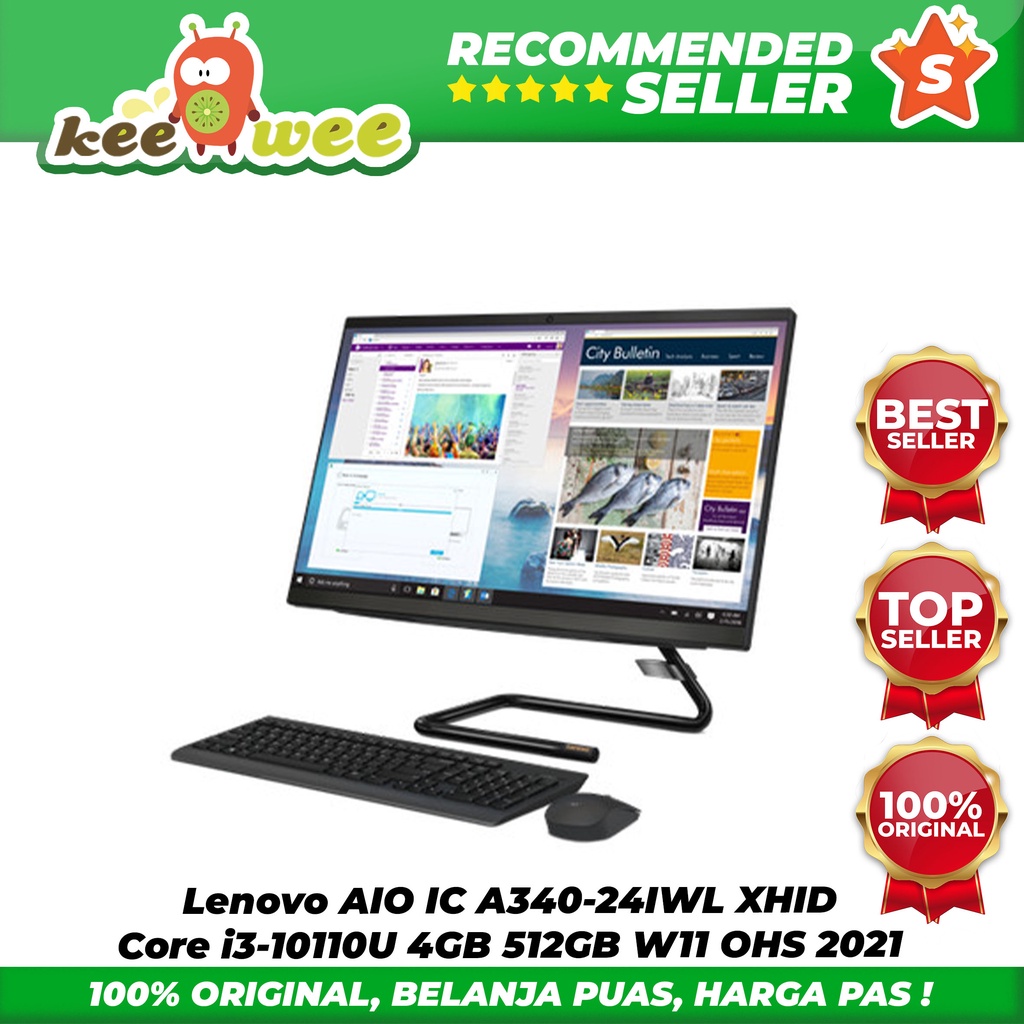 Jual Lenovo AIO IC A340-24IWL XHID Core i3-10110U 4GB 512GB W11 OHS ...