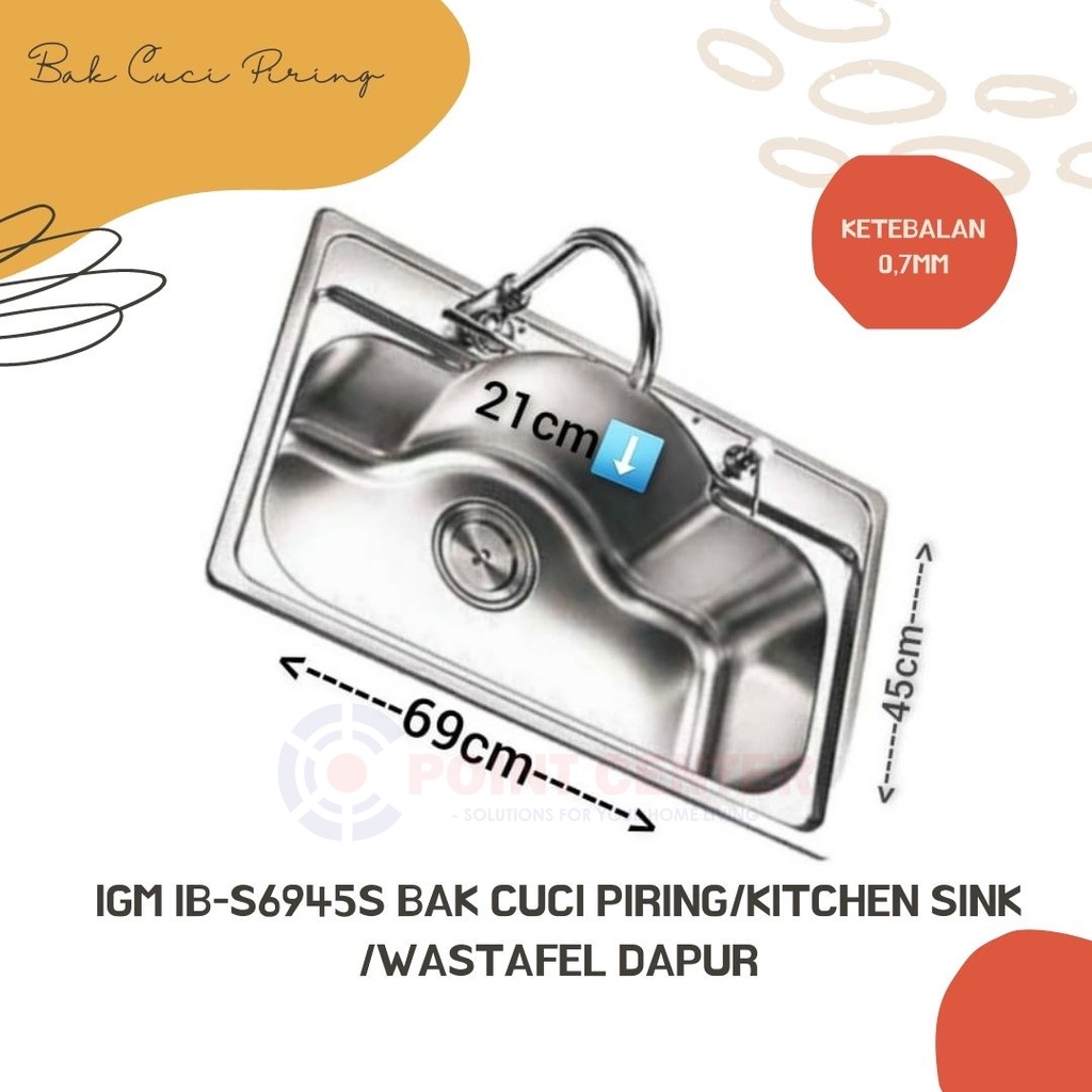 Jual TERMURAH IGM IB-S6945S KITCHEN SINK BAK CUCI PIRING 1 LUBANG ...