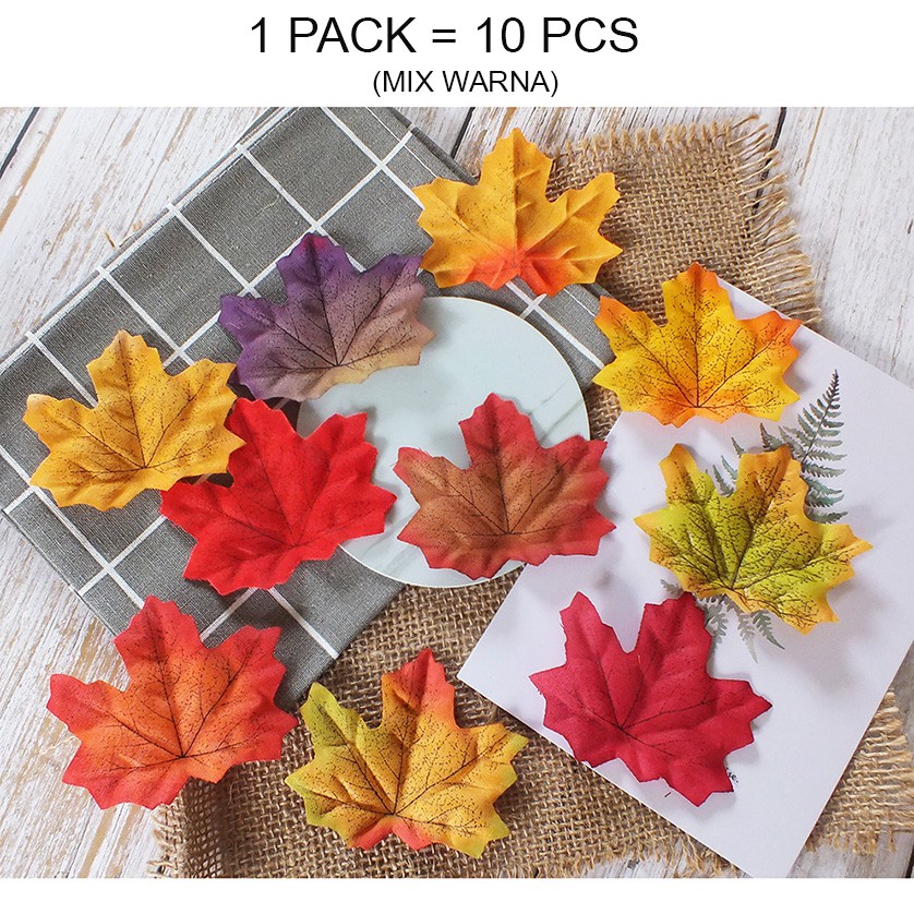 Jual Daun Mapel Imitasi Mix Warna (10pcs) Artificial Maple Leaf Daun ...