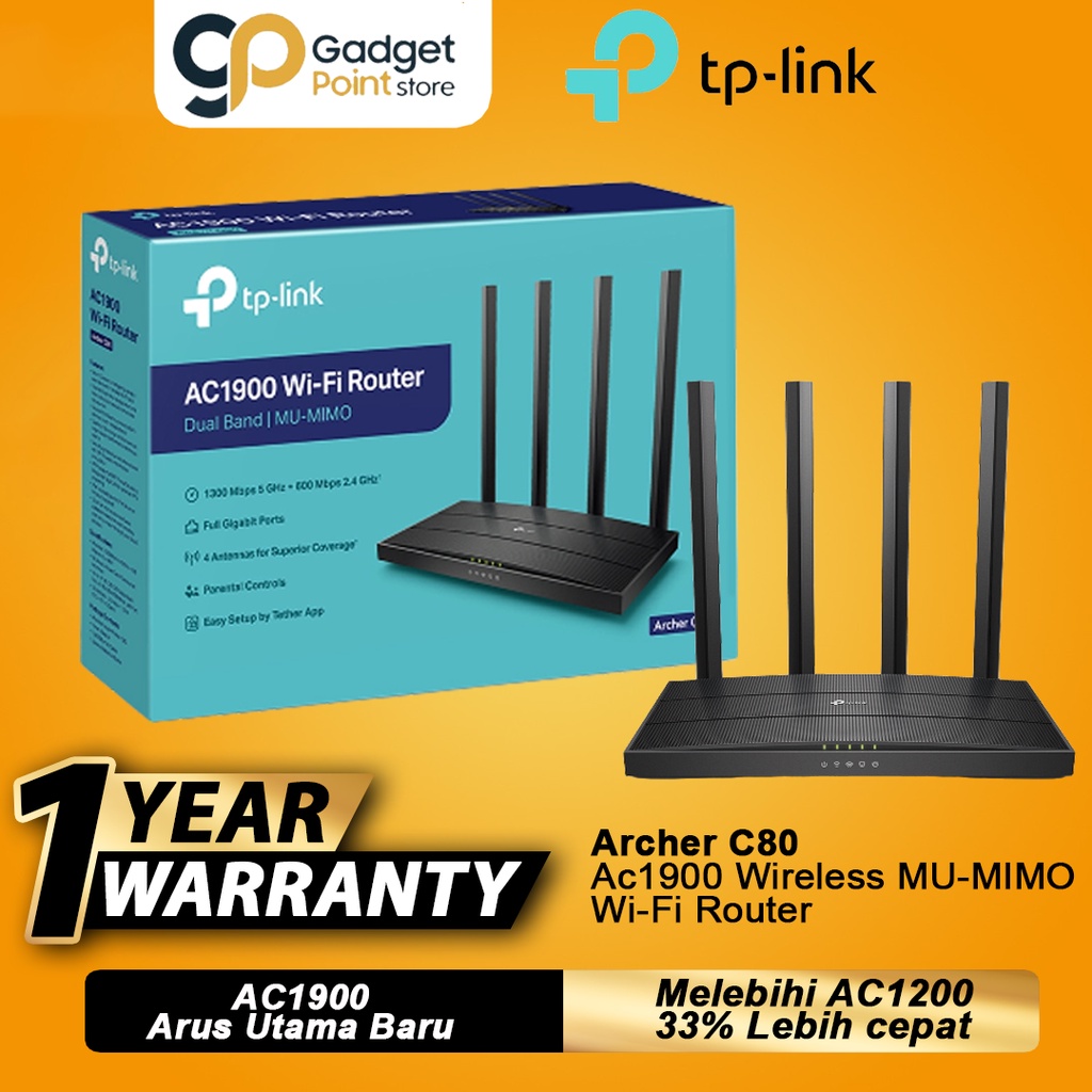 Jual Router Tp-link Archer C80 AC1900 Wireless MU-MIMO Wi-Fi Router ...