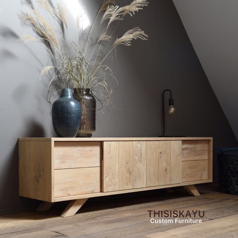 Jual BUFFET KAYU JATI ASLI TIPE MINIMALIS MODERN GAYA NATURAL JATI ...