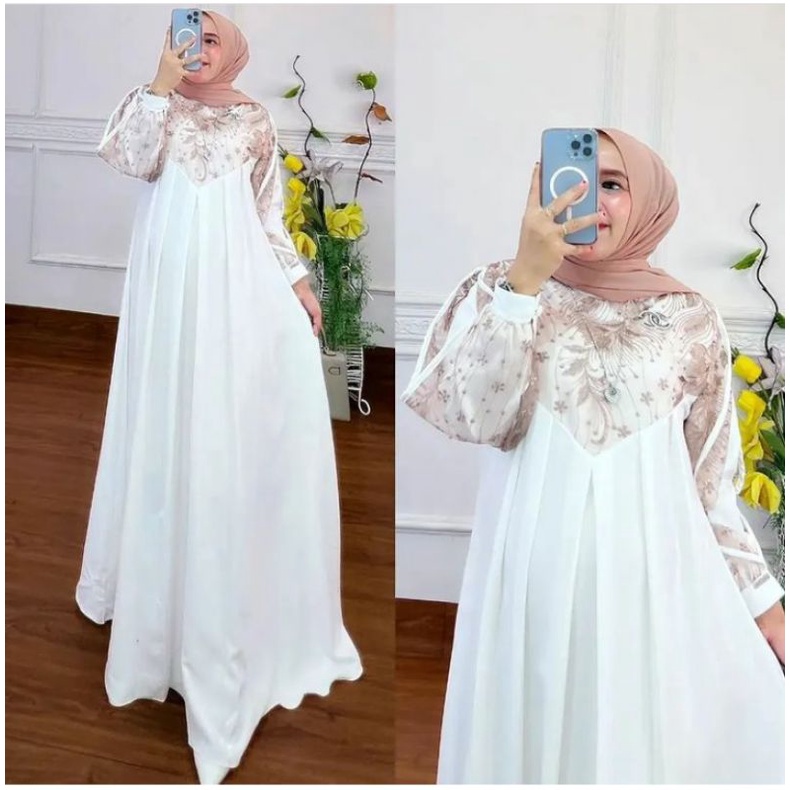 Jual Gamis Dress Terbaru Ceruty Babydoll Mix Full Burkat Malika Gamis ...