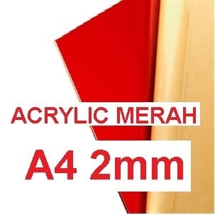 Jual Acrylic / acrilic / akrilik warna Merah Solid, UKURAN +/- A4 tebal ...
