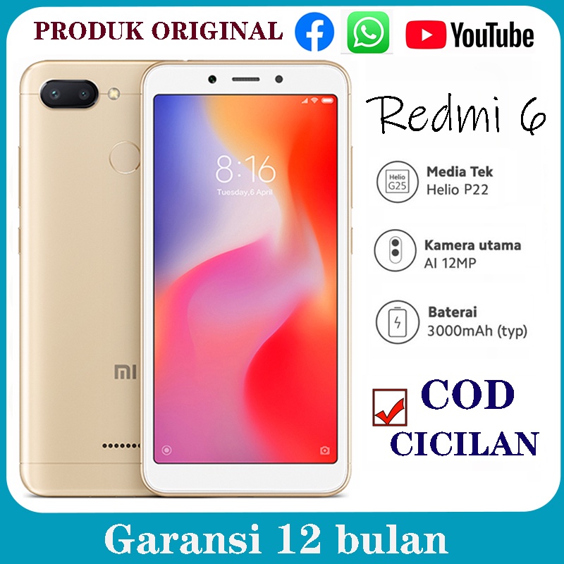 Jual Xiaomi Redmi 6 RAM 3+3gb/4+64gb 5,45 inci Garansi 1 Tahun | Shopee Indonesia