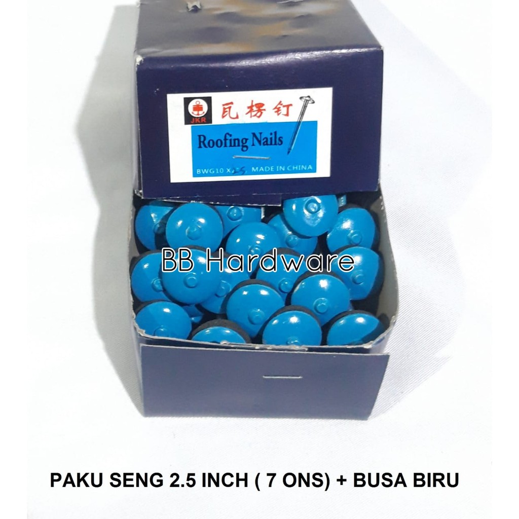 Jual PAKU SENG ULIR 2.5 INCH + KARET 1 KOTAK 7 ONS WARNA BIRU, HIJAU ...