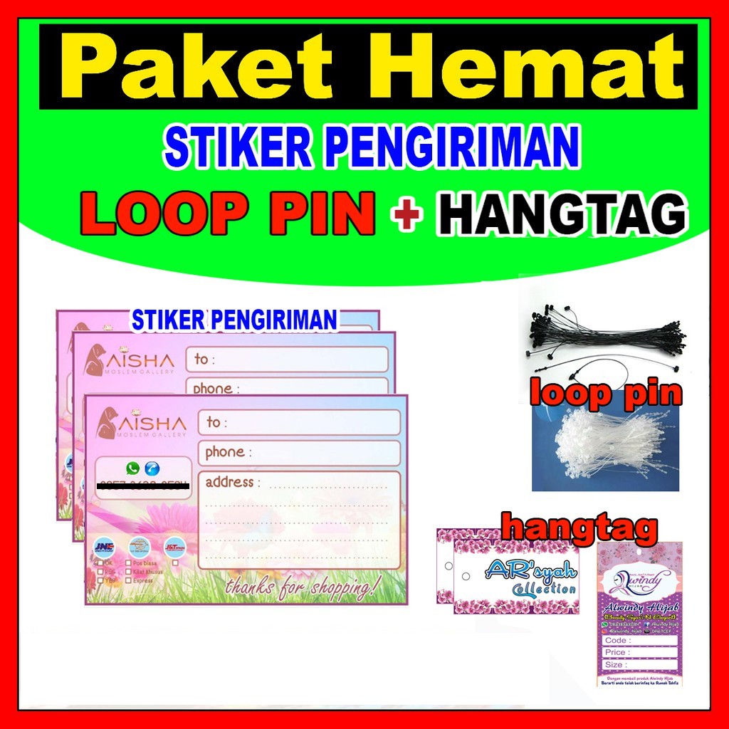 Jual PAKET HEMAT (STIKER PENGIRIMAN + LOOP PIN + HANGTAG) | Shopee ...