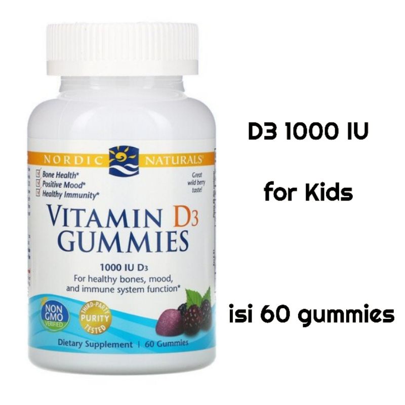 Jual Nordic Natural Vitamin D3 Gummies, Wild Berry, 1,000 IU, 60 Gummies/Vitamin D3 1000 Gummies ...