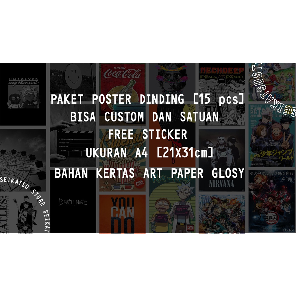 Jual paket poster dinding-poster aesthetic-pajangan dinding-decor ...