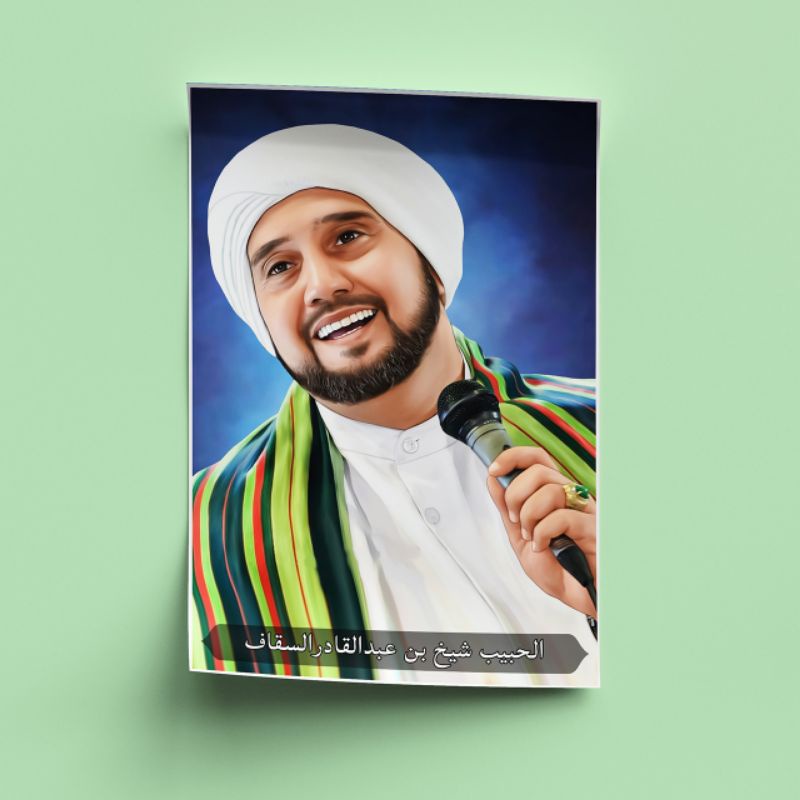 Jual Poster Al Habib Syekh bin Abdul Qodir Assegaf U32 / Poster Ulama A3+ / Poster Custom ...