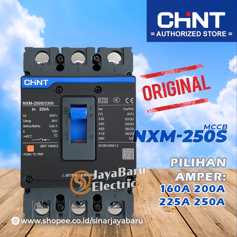 Jual MCCB Breaker Chint NXM-250S NXM250S 3P 160A 200A 225A 250A | Shopee Indonesia