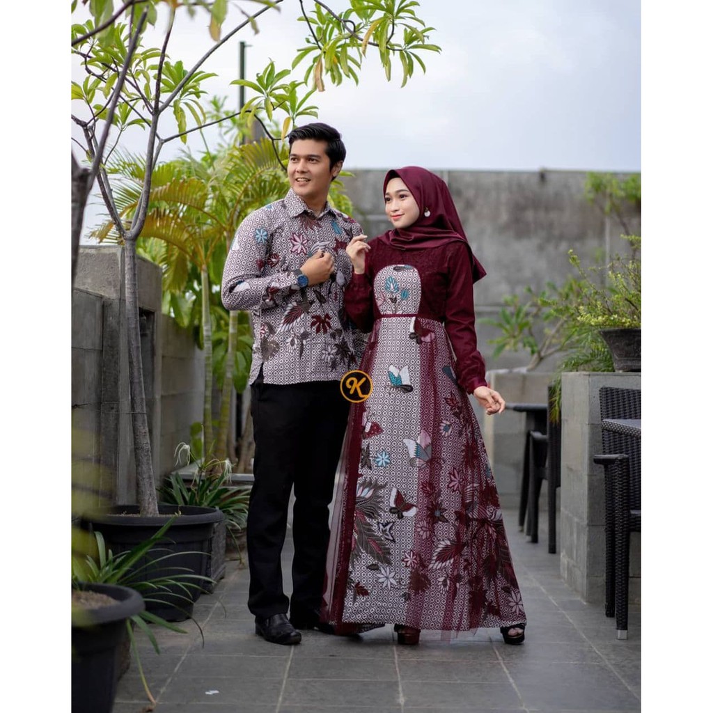 Jual Baju Couple Pasangan Terbaru 2024 Batik Gamis Kebaya Kapel Keluarga Suami Istri Batik ...