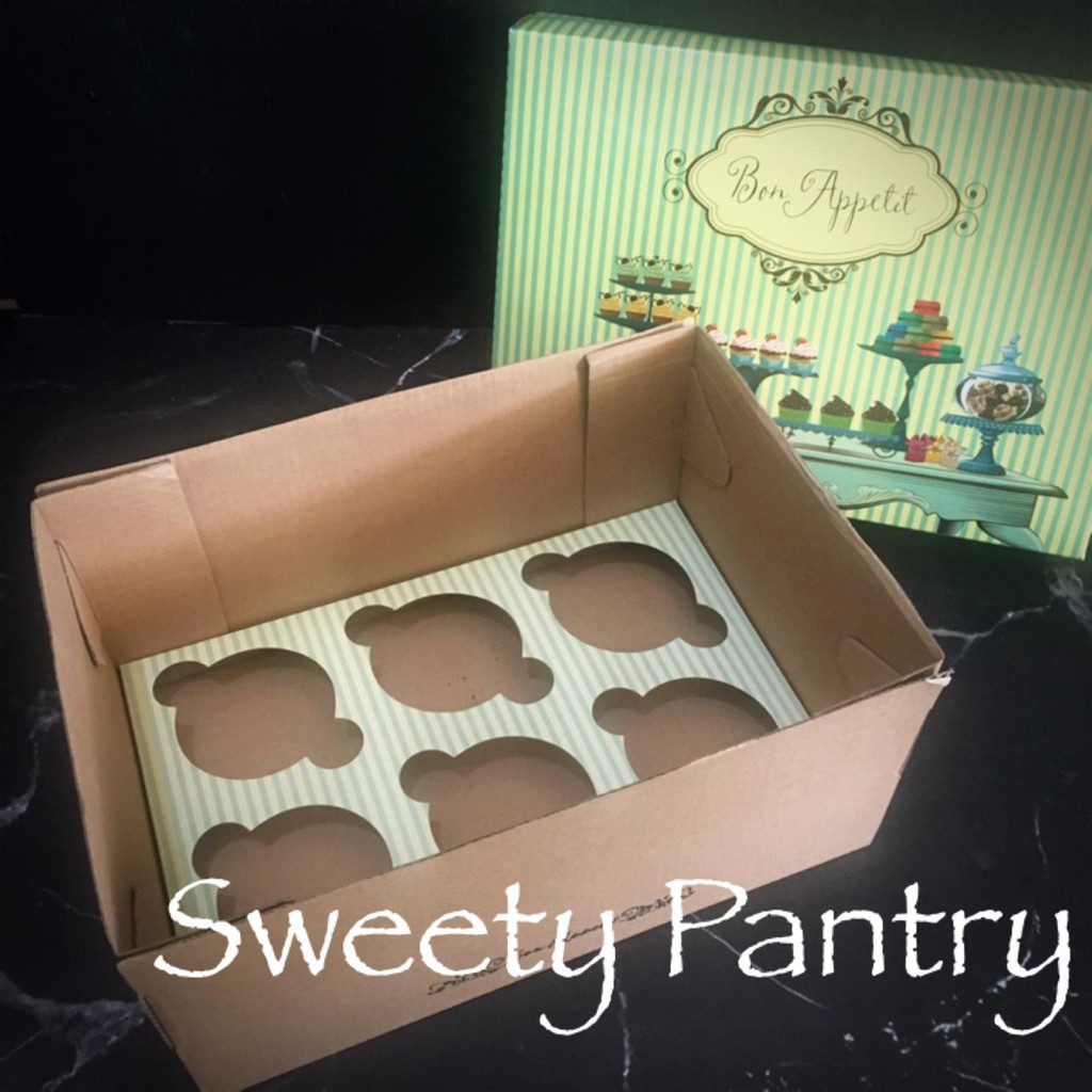 Jual DUS/ BOX/ PACKAGING/ KEMASAN CUPCAKE ISI 6 BA HIJAU | Shopee Indonesia