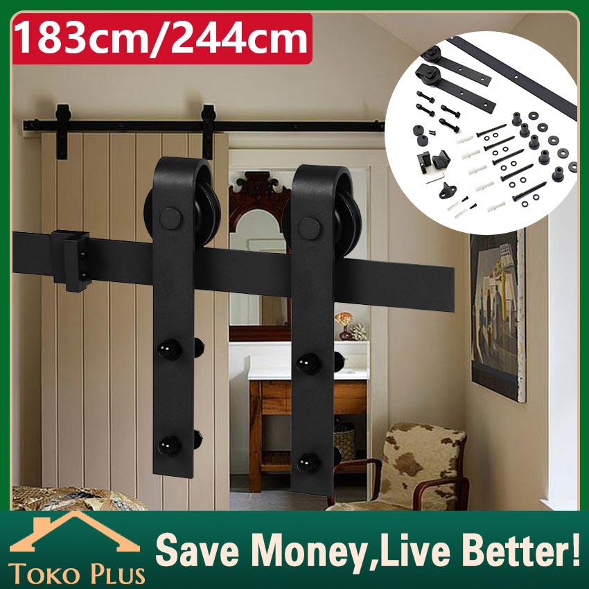 Jual custom rel pintu sleding/Set barn door untuk Rel Geser Pintu Kayu ...