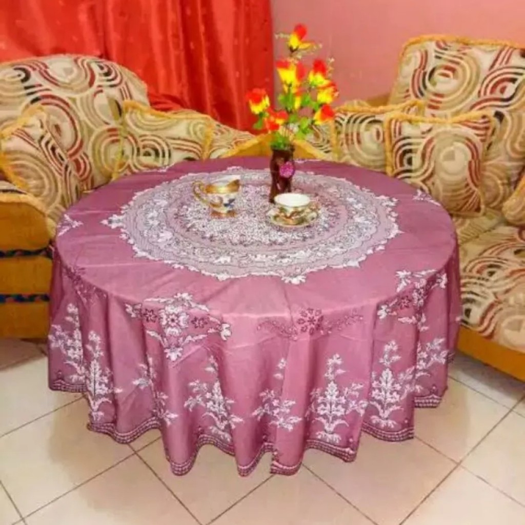 Jual TAPLAK MEJA MAKAN VINYL BULAT KURSI 4 SAMPAI 6 | Shopee Indonesia