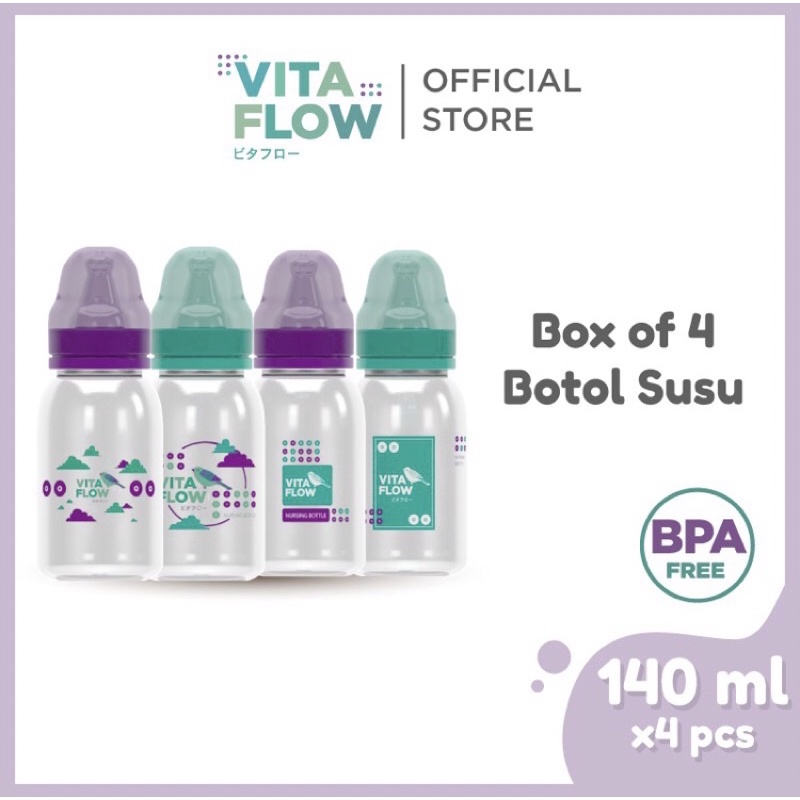 Jual VITAFLOW (box of 4 items) botol ASI/ botol susu bayi/ anak multifungsi PP 140ml | Shopee ...