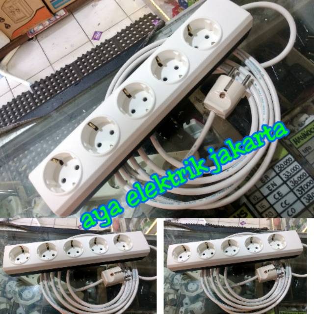 Jual BROCO 5 LOBANG + KABEL 5 METER STOP KONTAK RAKITAN BROCO TERMINAL ...