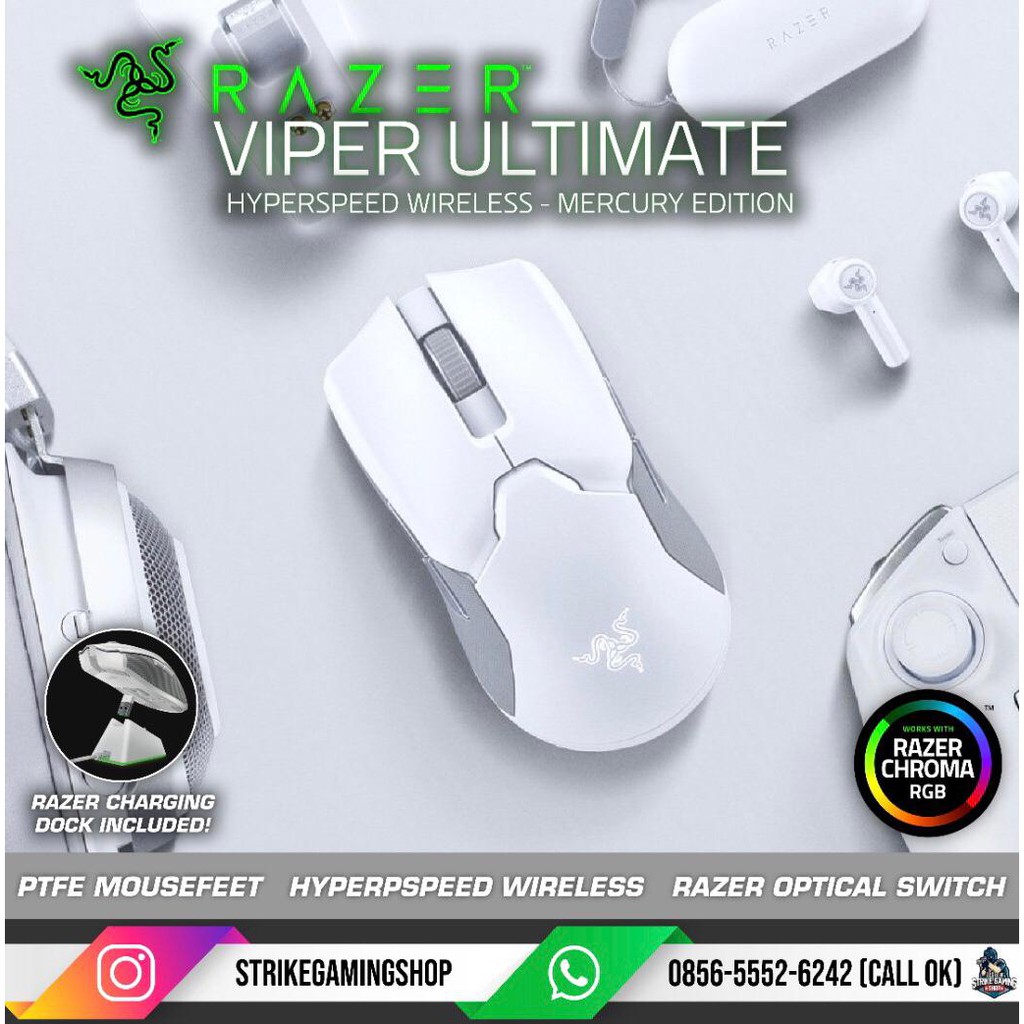 Jual RAZER VIPER ULTIMATE MERCURY EDITION WIRELESS RGB GAMING MOUSE ...