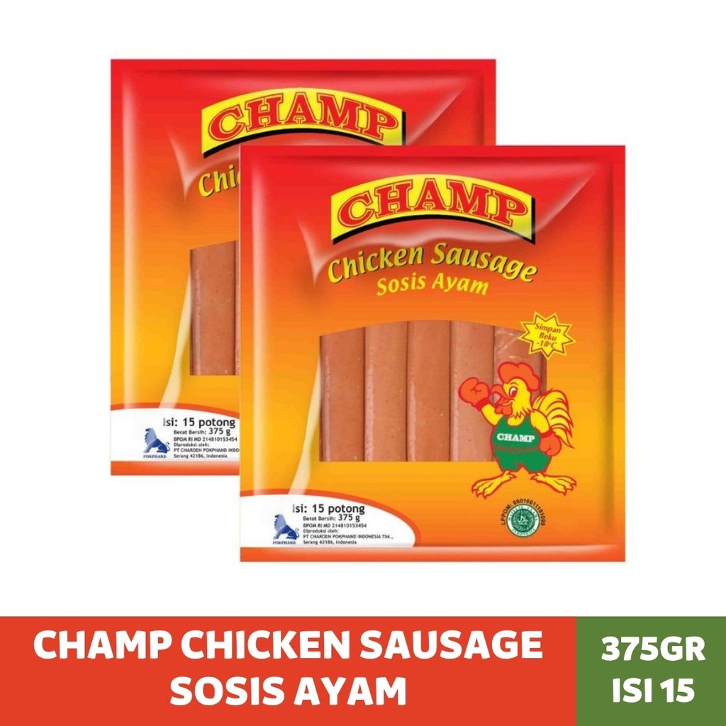 Jual CHAMP Chicken Sausage (Sosis Ayam) 375gr 15pcs 1000gr 3s | Champ Sosis Ayam (1kg-40pcs ...