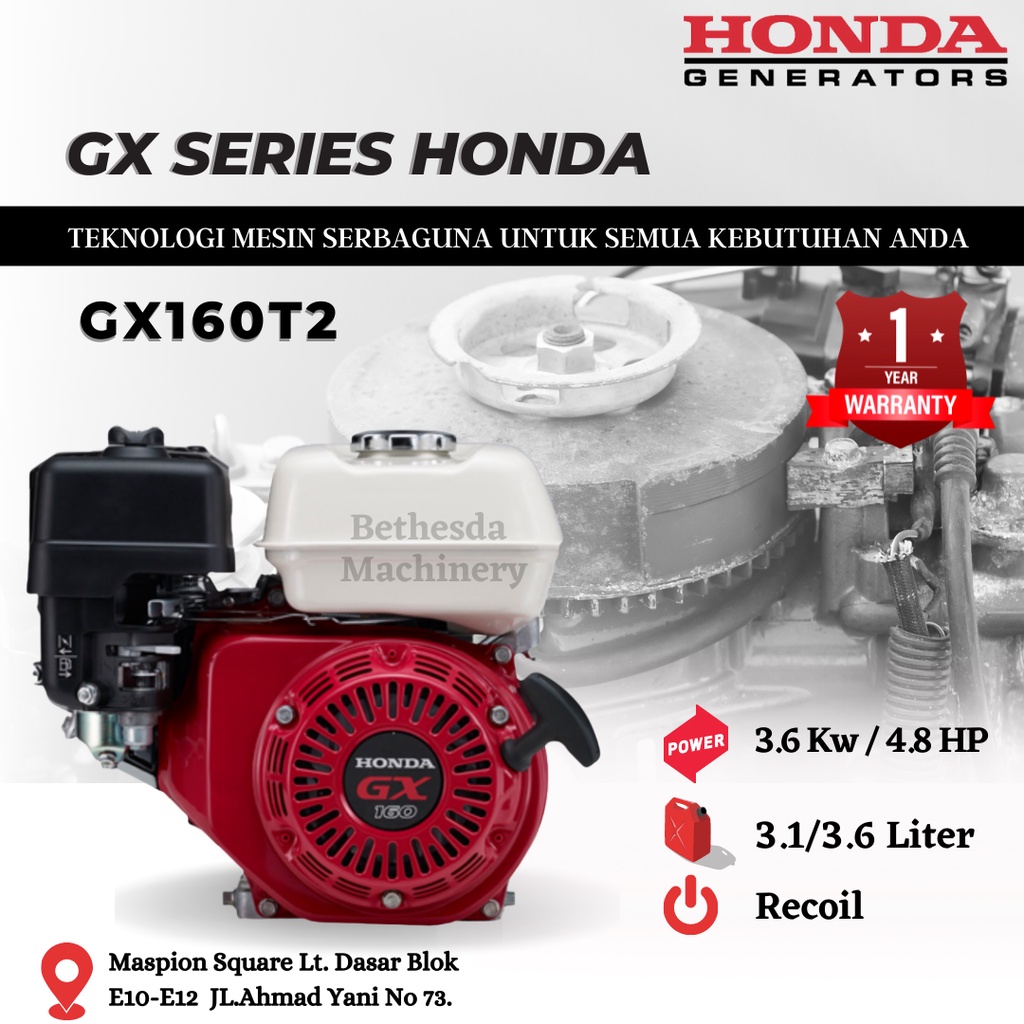 Jual Mesin Penggerak 5.5HP Type GX160H2 Mesin 4-TAK Bensin 5.5 Hp Gasoline | Shopee Indonesia