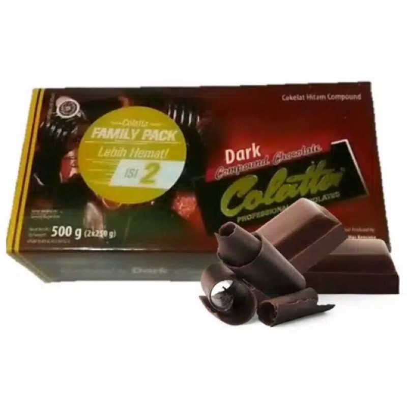 Jual Colatta Dark Chocolate Compound 500gr Family Pack isi 2( 2x250 gr ...