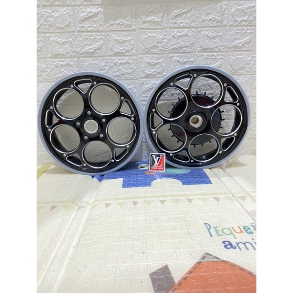 Jual velg cnc model marus W125 vespa sprint primavera- black glossy ...