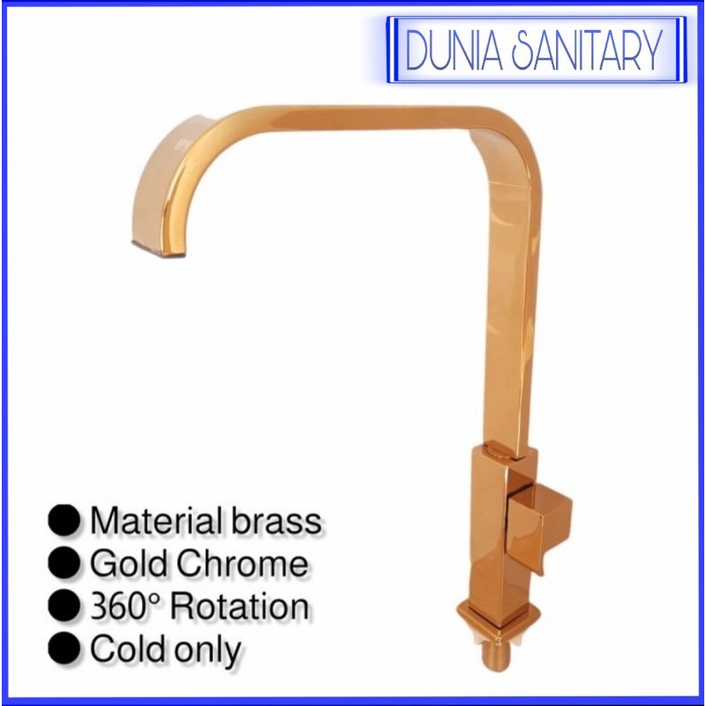 Jual Kran sink Gold Chrome Kotak minimalis Keran kitchen sink dingin ...