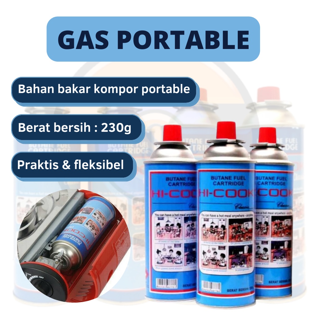 Jual TABUNG GAS PORTABLE / GAS HI COOK KALENG 230 GRAM | Shopee Indonesia