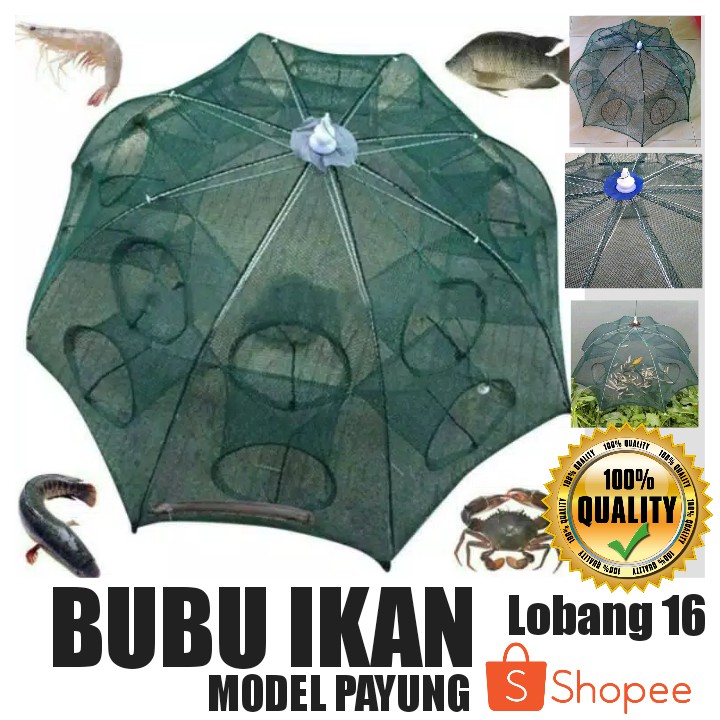 Jual Bubu/Jaring Jala Pancing Ikan Siap Pakai 8 lubang,16Lubang Payung | Shopee Indonesia