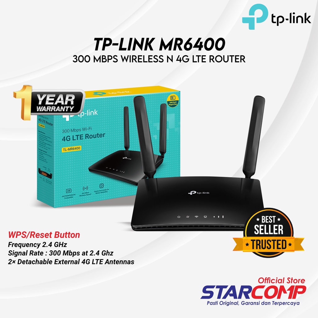 Jual TP-LINK TL-MR6400 4G LTE Router 300Mbps Wireless N 4G LTE Sim Card ...