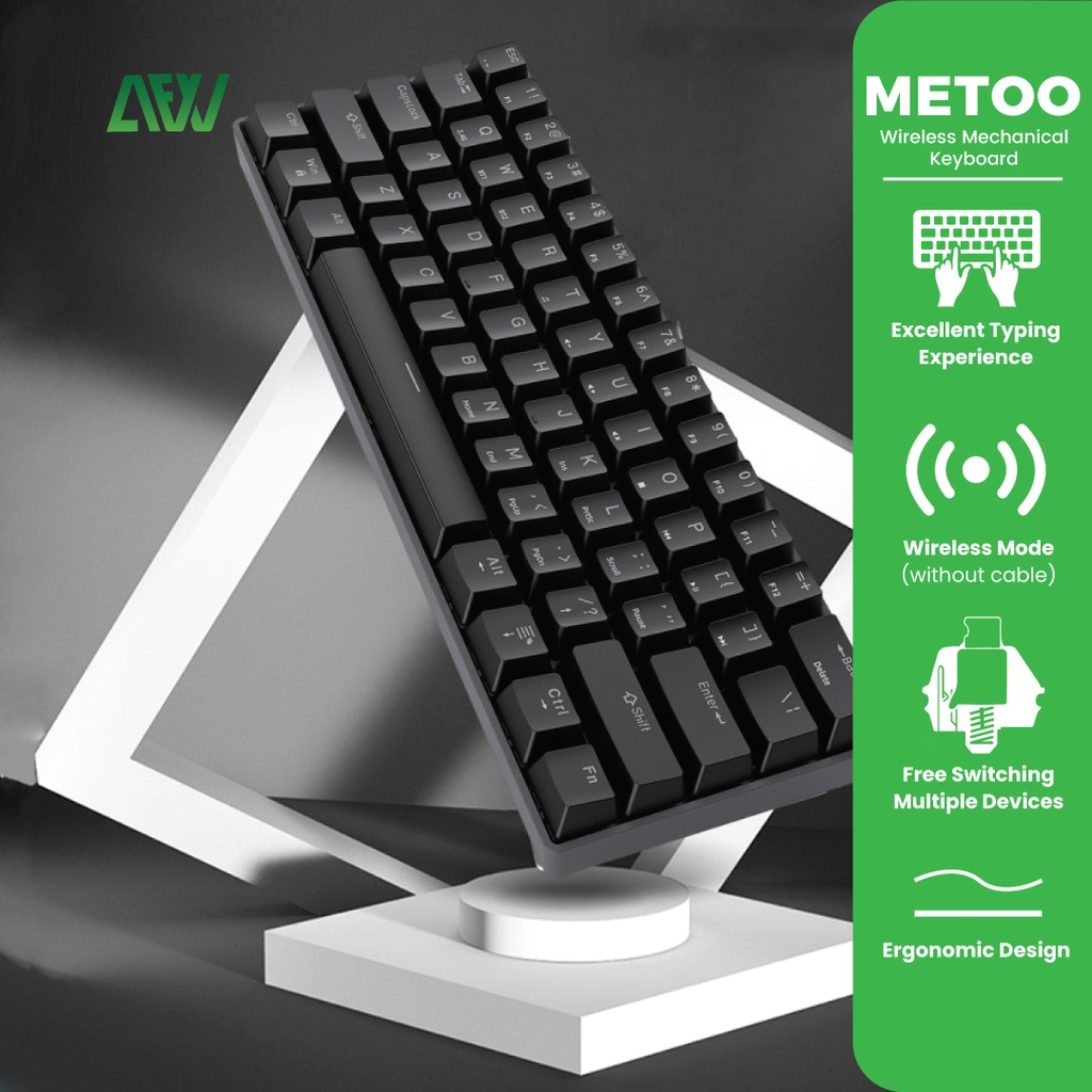 Jual METOO Keyboard Gaming Wireless Mechanical GK61 ALL FOR WORK ...
