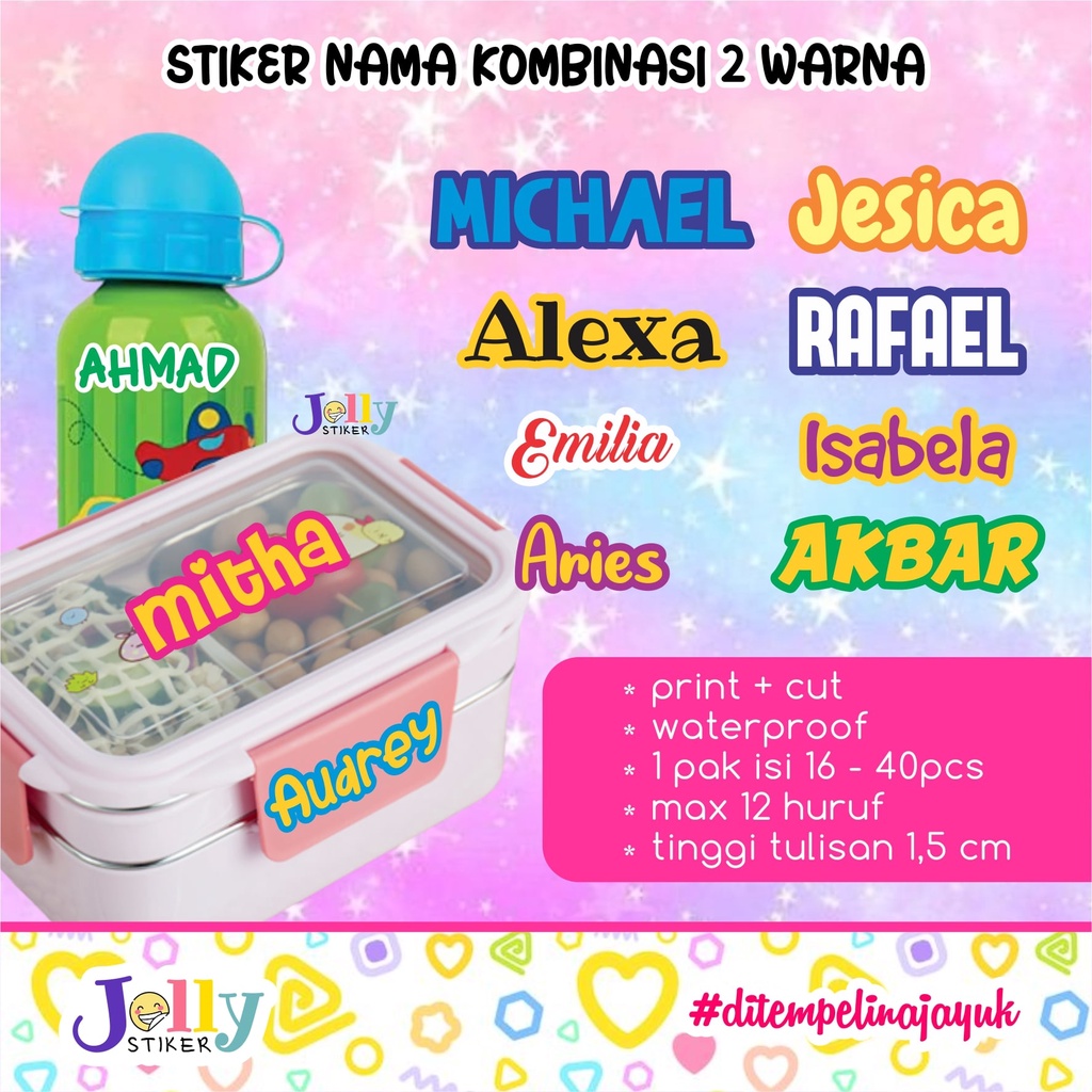 Jual Stiker Nama Waterproof Kombinasi 2 warna Sticker Nama Custom Anti ...