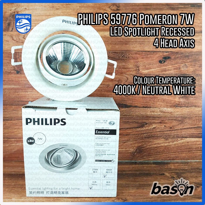 Jual PHILIPS 59776 Pomeron 7W Recessed Spot LED - Lampu Spotlight 4 ...