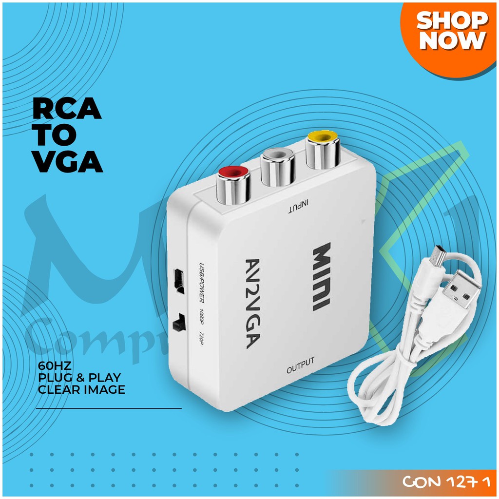 Jual Mini AV2VGA AV RCA To VGA Adapter with Jack 3.5mm Port Video ...