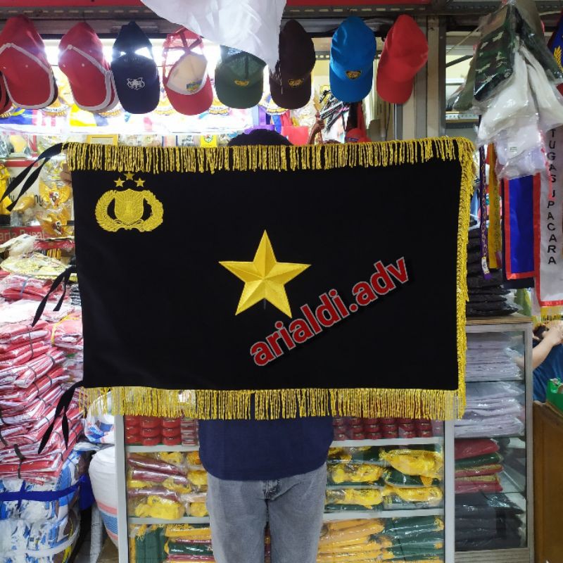 Jual bendera pataka rapati polri bintang satu bolak balik/dua muka ...