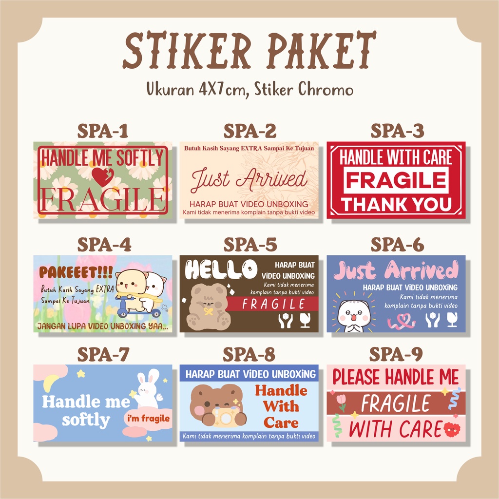 Jual STIKER PAKET UNBOXING | FRAGILE | VIDEO UNBOXING | HANDLE CARE ...