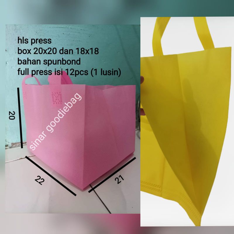 Jual hls press box 20x20 tas spunbond tas goodiebag tas box nasi tas ...