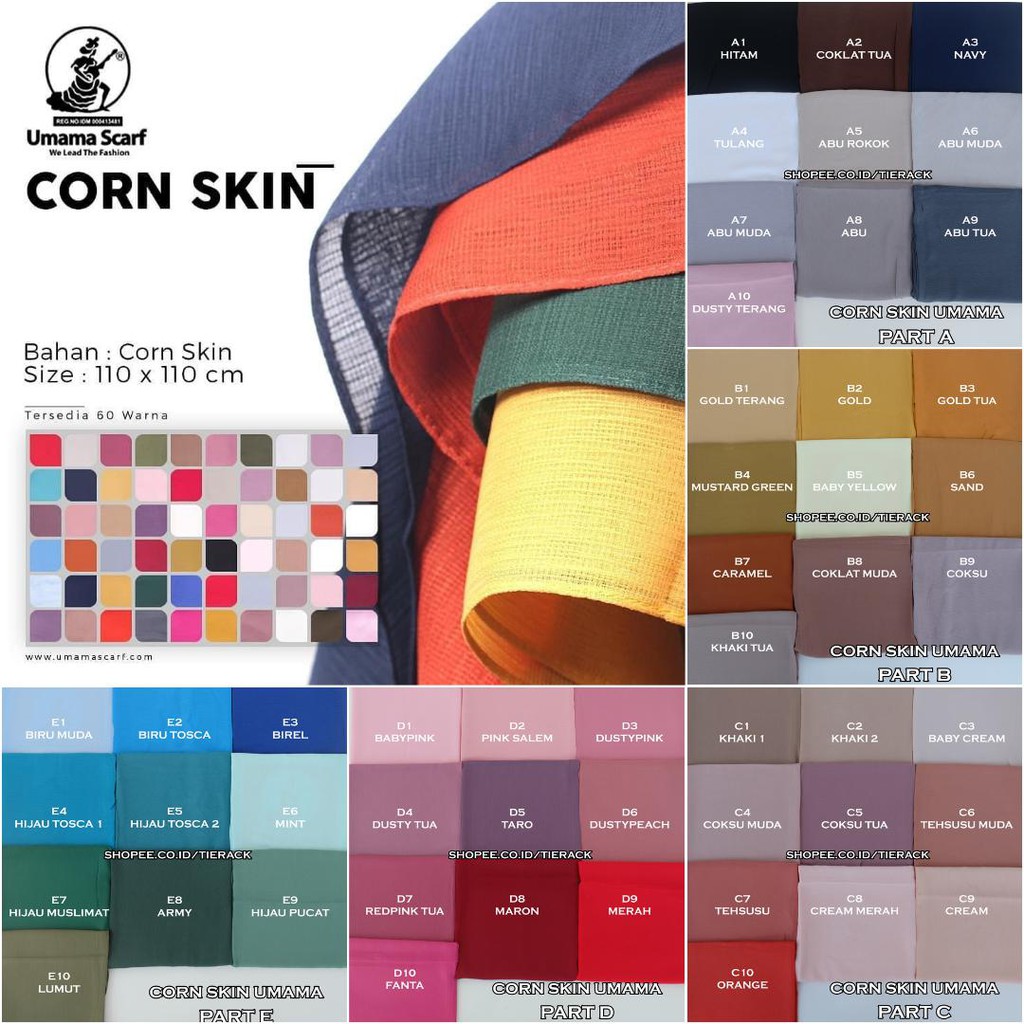 Jual jilbab segiempat CORNSKIN UMAMA (tekstur corn skin) | Shopee Indonesia