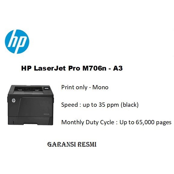 Jual HP LaserJet Pro M706n - A3 - B6S02A | Shopee Indonesia